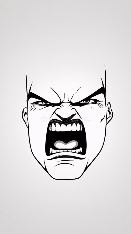 Image of a Man S Face in Rage. Stock Illustration - Illustration of ...