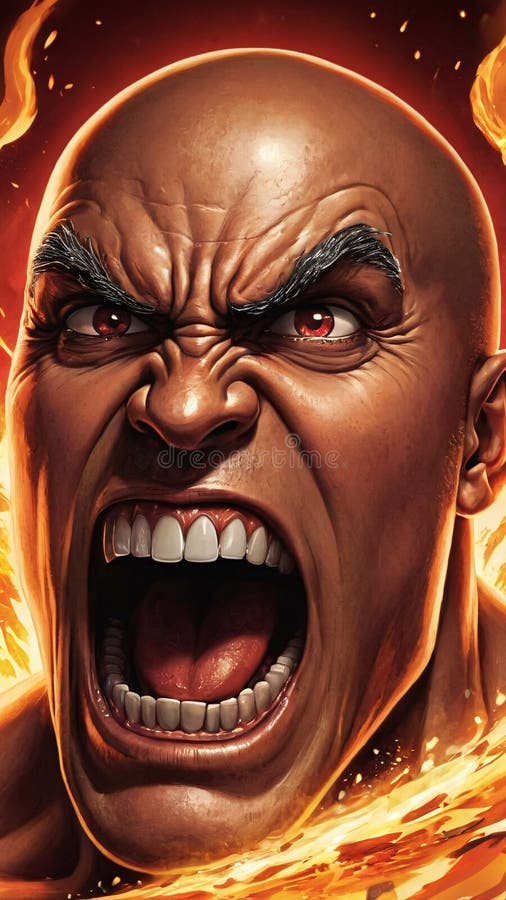 Image of a Man S Face in Rage. Head on Fire. Stock Illustration ...