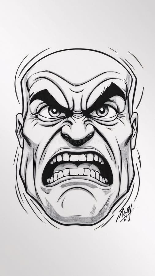 Image of a Man S Face in Rage. Stock Illustration - Illustration of ...