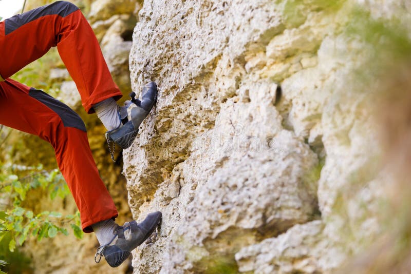 Image of Man`s Feet Scrambling Over Rock Up Stock Photo - Image of line ...