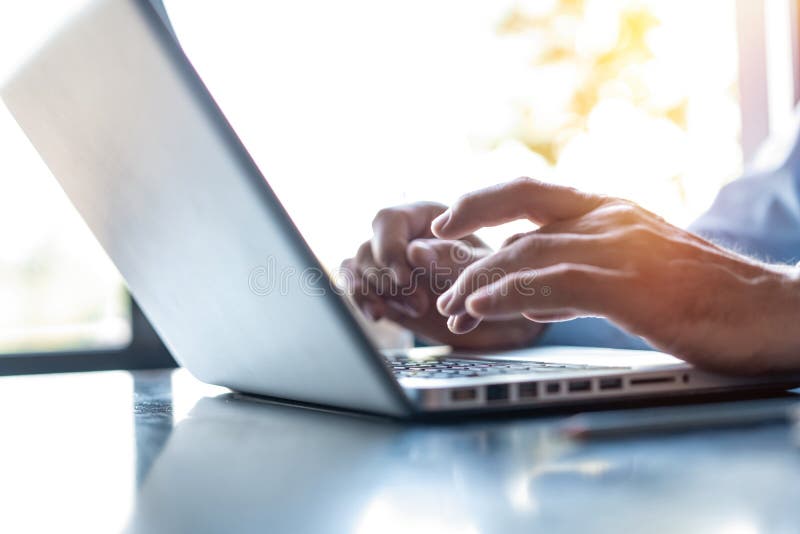 Man S Hands Typing on Laptop Keyboard Stock Image - Image of hand ...