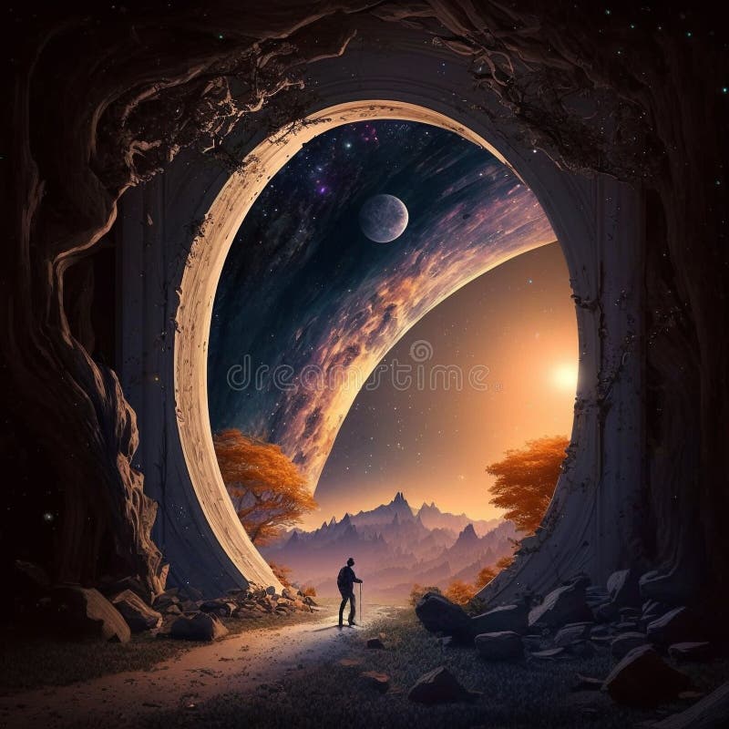 Image of the Man S Visualization of Mystical Heavens. Stock ...