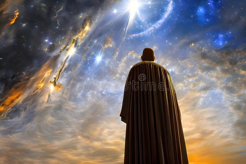 Image of the Man S Visualization of Mystical Heavens. Stock ...