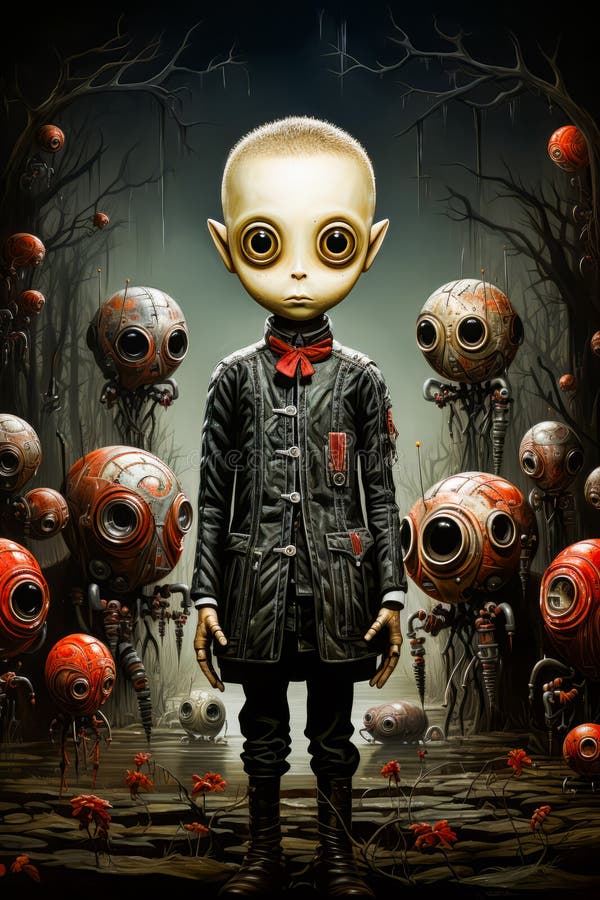 Image of Man Standing in Front of Bunch of Strange Looking Objects ...