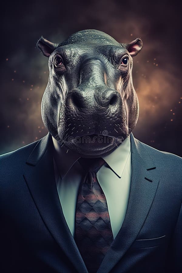 Image of Man in Suit and Tie with Head Hippo Stock Illustration ...