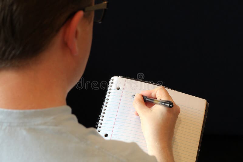 Image of man writing notes stock photo. Image of shoulder - 337952436