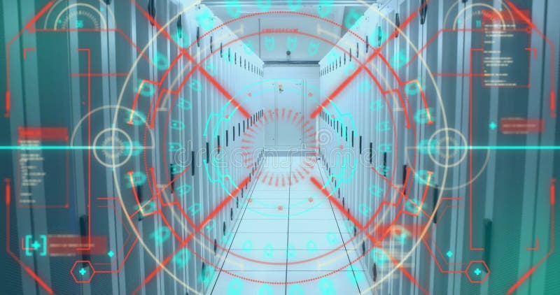 Image of Mandala Pattern in Loading Circles and Computer Language Over Server Room Stock ...