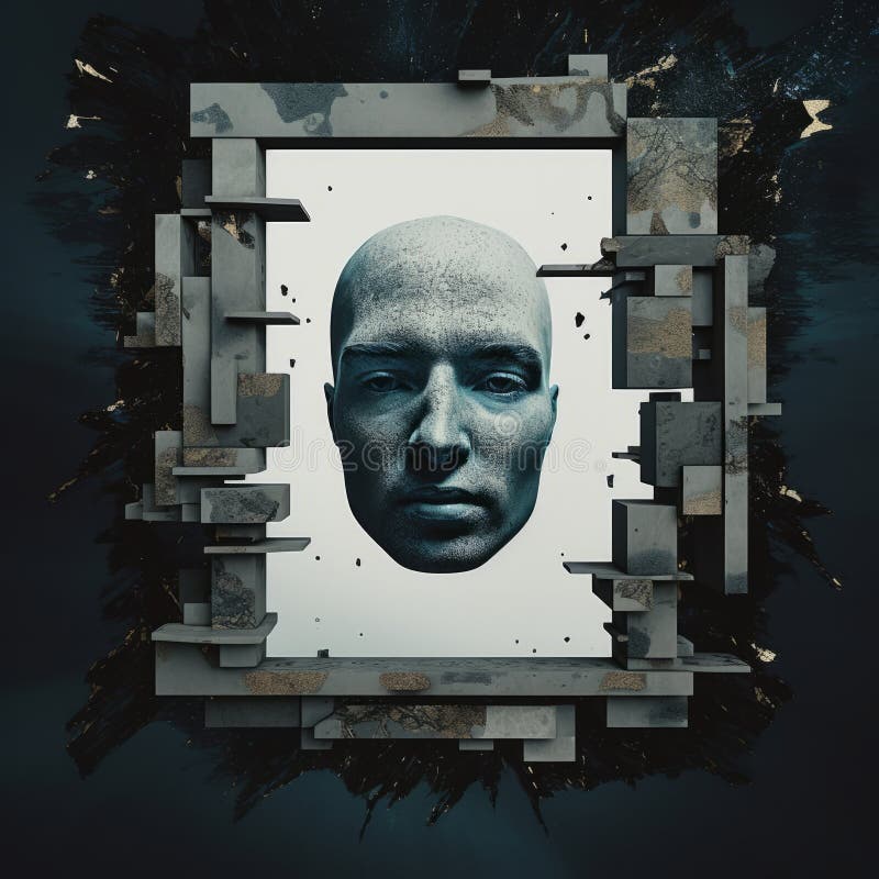 An Image of a Mans Face in a Frame Stock Illustration - Illustration of ...