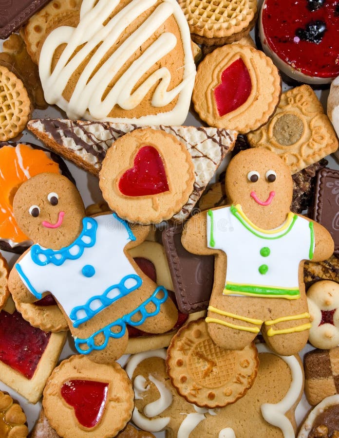 Image Many Delicious Cookies and Gingerbread Close-up Stock Image ...