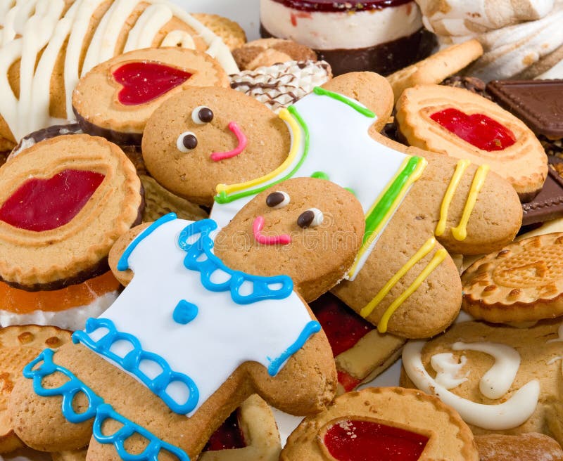 Image Many Delicious Cookies and Gingerbread Closeup Stock Image ...