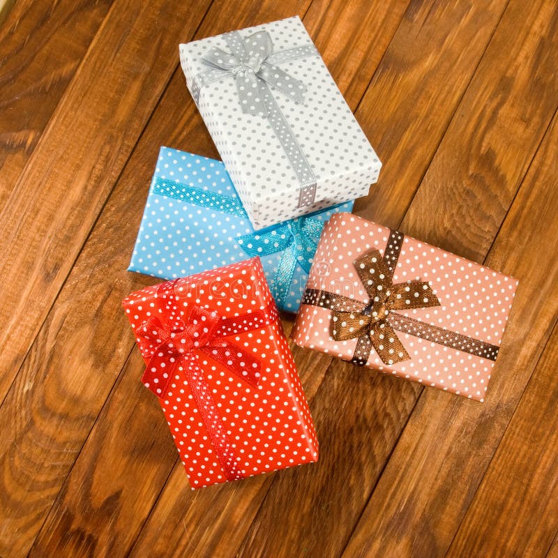 Image of Many Gift Boxes Close-up Stock Photo - Image of dots ...