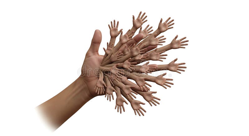 Many hands reaching out stock illustration. Illustration of ...
