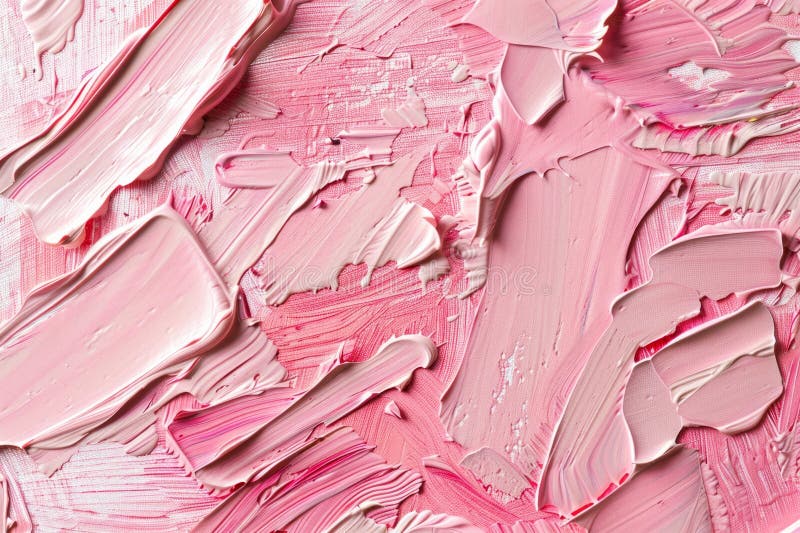 Image of Many Rough Pink Smears of Acrylic Oil Paint on Flat Surface ...