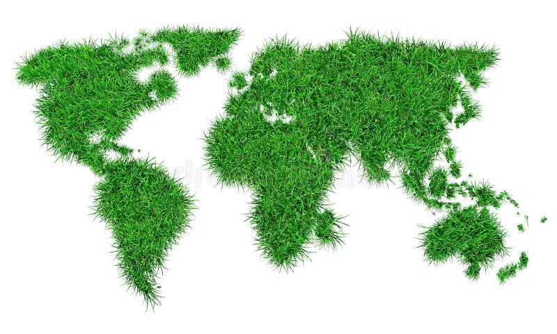 Green Grass in the Shape of a World Map Stock Photo - Image of world ...