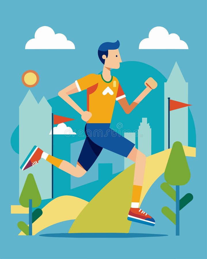 An Image of a Marathon Runner with the Race Course Representing the ...