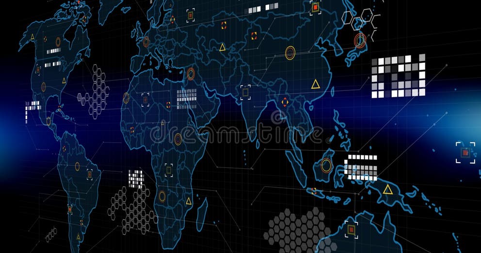 Image of Markers and Data Processing Over World Map Stock Illustration - Illustration of ...