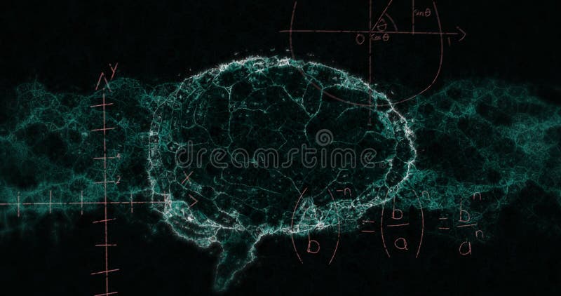 Image of Math Formulas, Brain and Dna on Black Background Stock ...