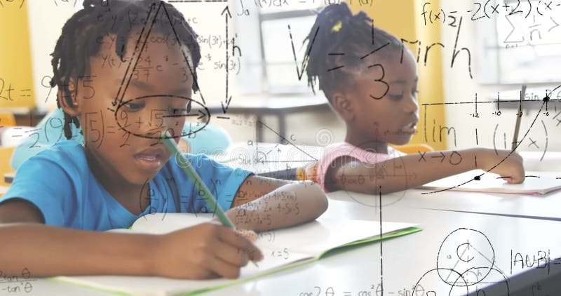 Image of Math Formulas Over African American Pupils Learning at School ...