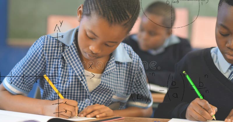 Image of Math Formulas Over African American Pupils Learning at School ...