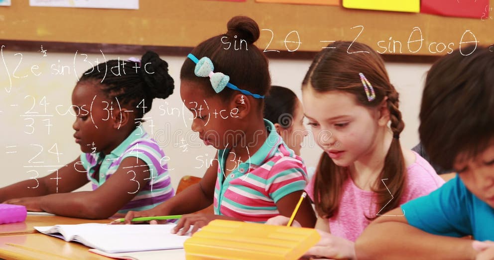 Image of Math Formulas Over Class of Diverse Children Learning at ...