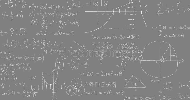 Image of Math Graps and Data Over Grey Background Stock Photo - Image ...