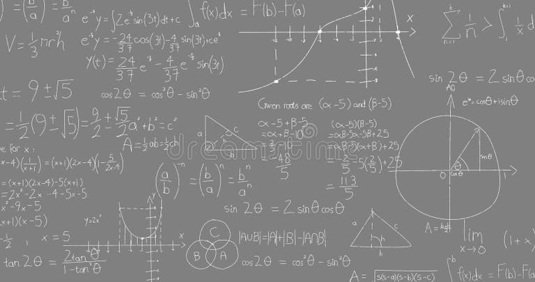 Image of Math Graps and Data Over Grey Background Stock Photo - Image ...