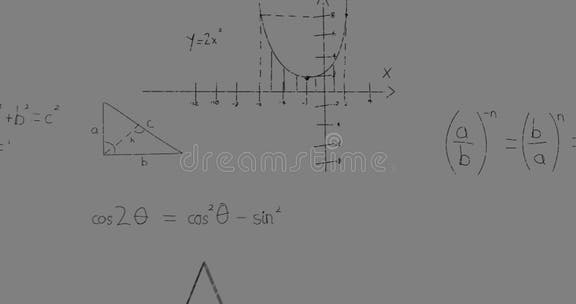 Image of Math Graps and Data Over Grey Background Stock Photo - Image ...