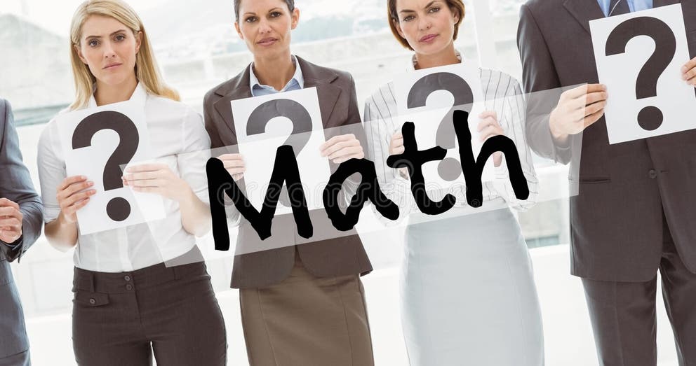 Image of Math Text Over Group of Diverse Business People Holding ...