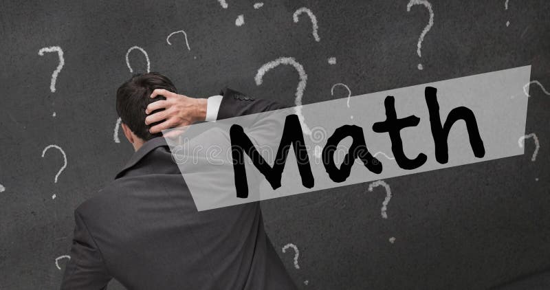 Image of Math Text and Question Marks Over Caucasian Businessman Stock ...