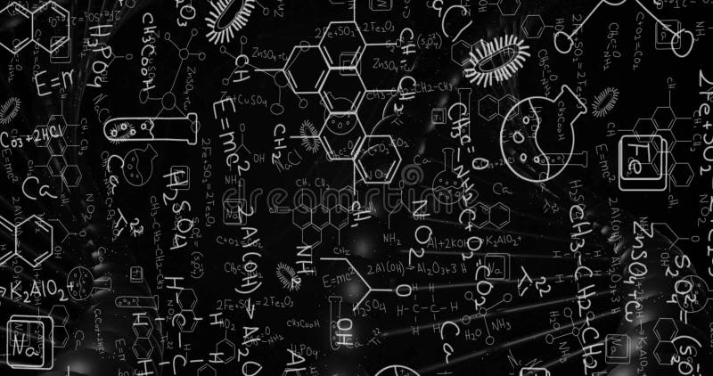 Image of Mathematical and Chemical Equations Over Dna Strand on Black ...