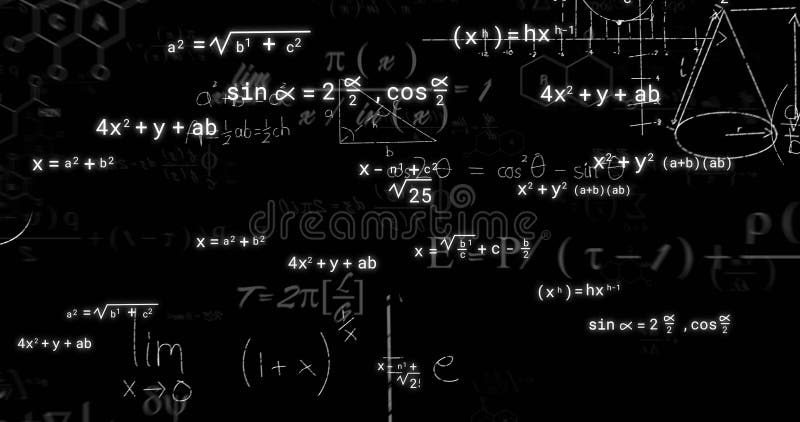 Image of Mathematical Equations on Black Background Stock Image - Image ...