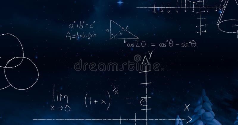 Image of Mathematical Equations on Black Background Stock Illustration ...