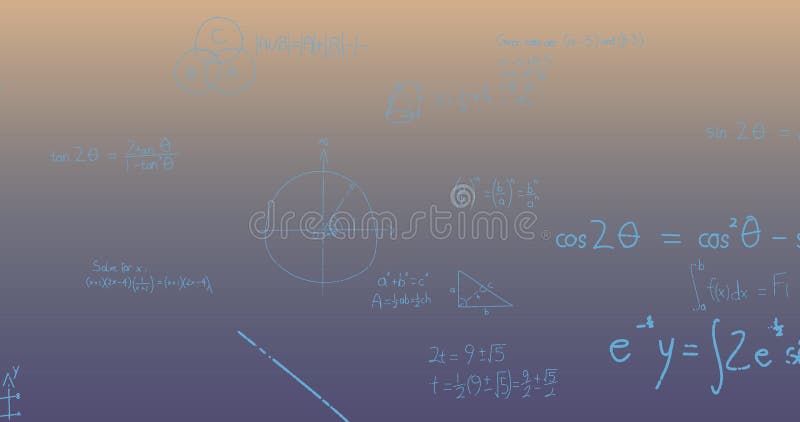 Image of Mathematical Equations on Blue Background Stock Illustration ...