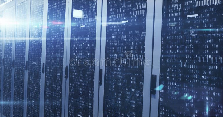 Image of Mathematical Equations and Data Processing Against Empty Computer Server Room Stock ...