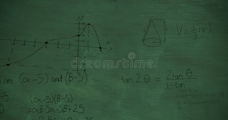 Image of Mathematical Equations and Diagrams Against Green Background ...