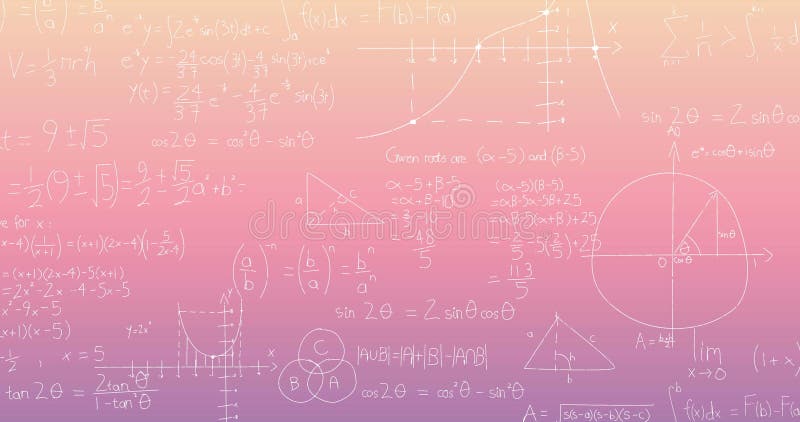 Image of Mathematical Equations Floating Against Pink Gradient ...
