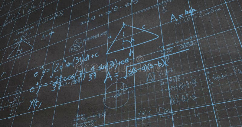 Image of Mathematical Equations and Formulas Over Grid Network Against ...