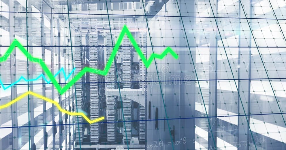 Image of Mathematical Equations and Graphs Over Grid Network Against ...