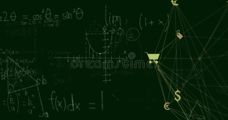 Image of Mathematical Equations and Network of Connections Stock Image ...
