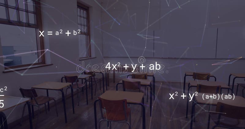 Image of Mathematical Equations and Network of Connections Over Empty ...