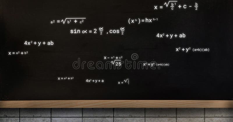 Image of Mathematical Equations Over Black Board Stock Image - Image of ...