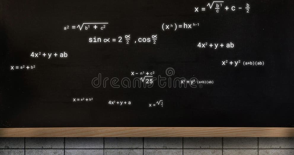 Image of Mathematical Equations Over Black Board Stock Image - Image of ...