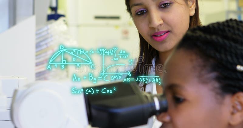 Image of Mathematical Equations Over Diverse Female Doctors Using ...