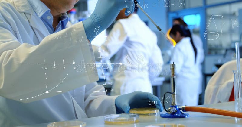 Image of Mathematical Equations Over Group of Diverse Scientists in Lab ...