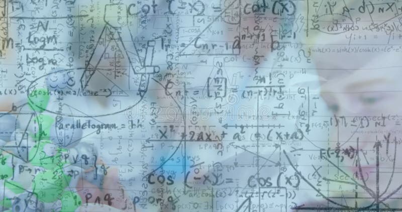 Image of Mathematical Equations Over Model in Classroom Stock Image ...