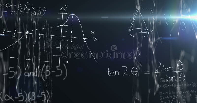 Image of Mathematical Equations Over Network of Connections on Black ...