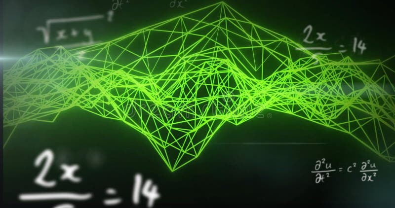 Image of Mathematical Equations Over Network of Connections on Black ...