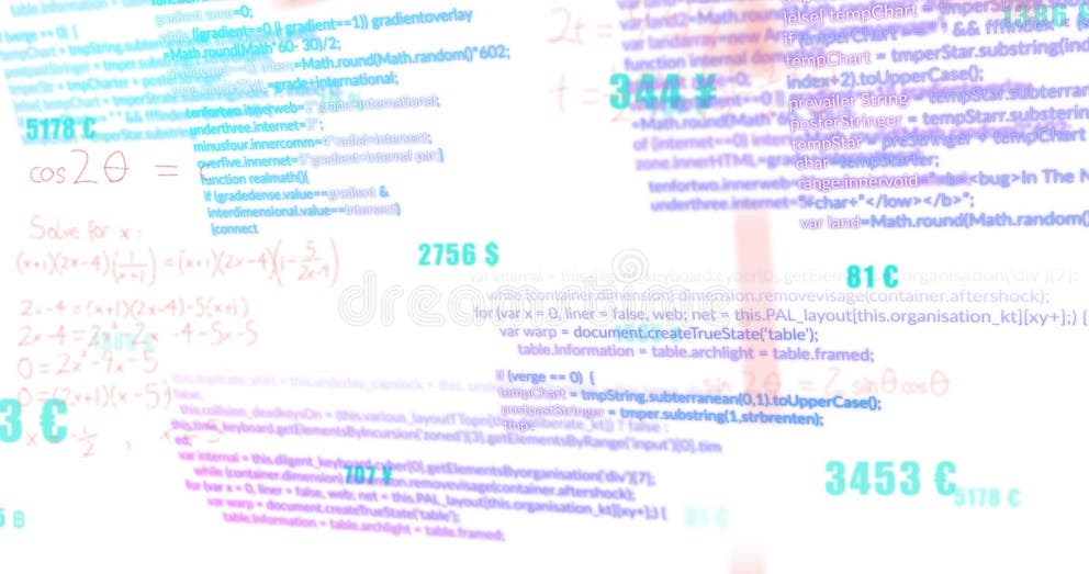 Image of Mathematical Equations and Programming Code Overlapping on Digital Screen Stock Image ...