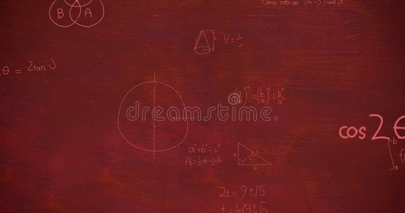Image of Mathematical Equations on Red Background Stock Illustration ...