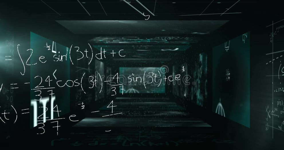 Image of Mathematical Equations and Symbols on Black Background Stock ...
